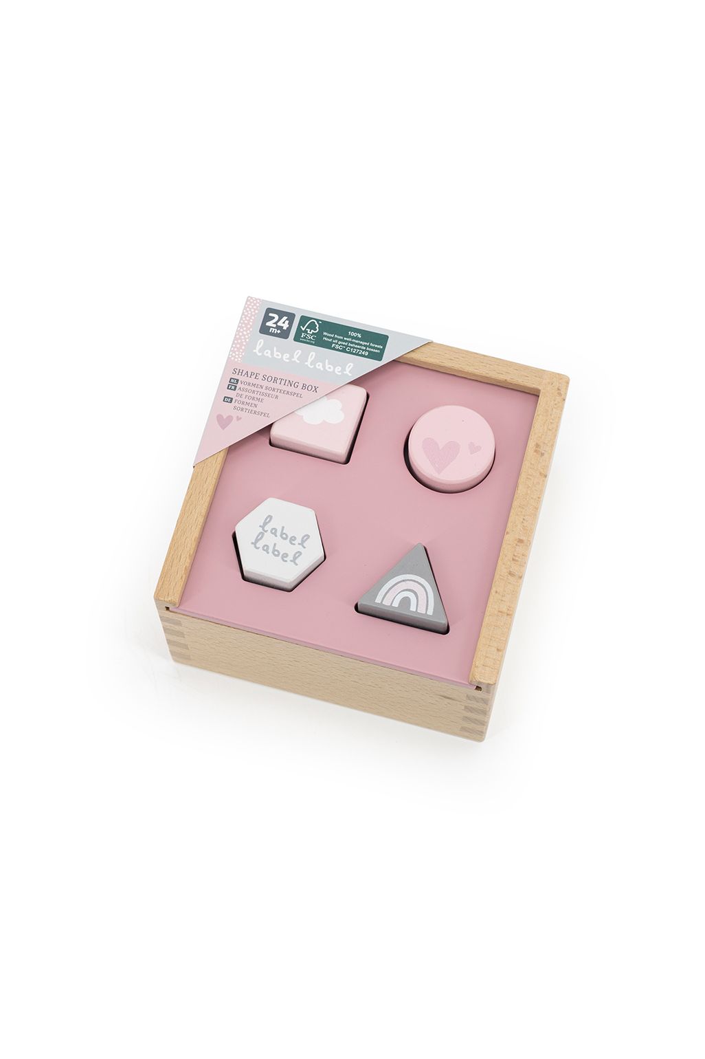 Label-Label Shape Sorting Box - pink - wooden toys