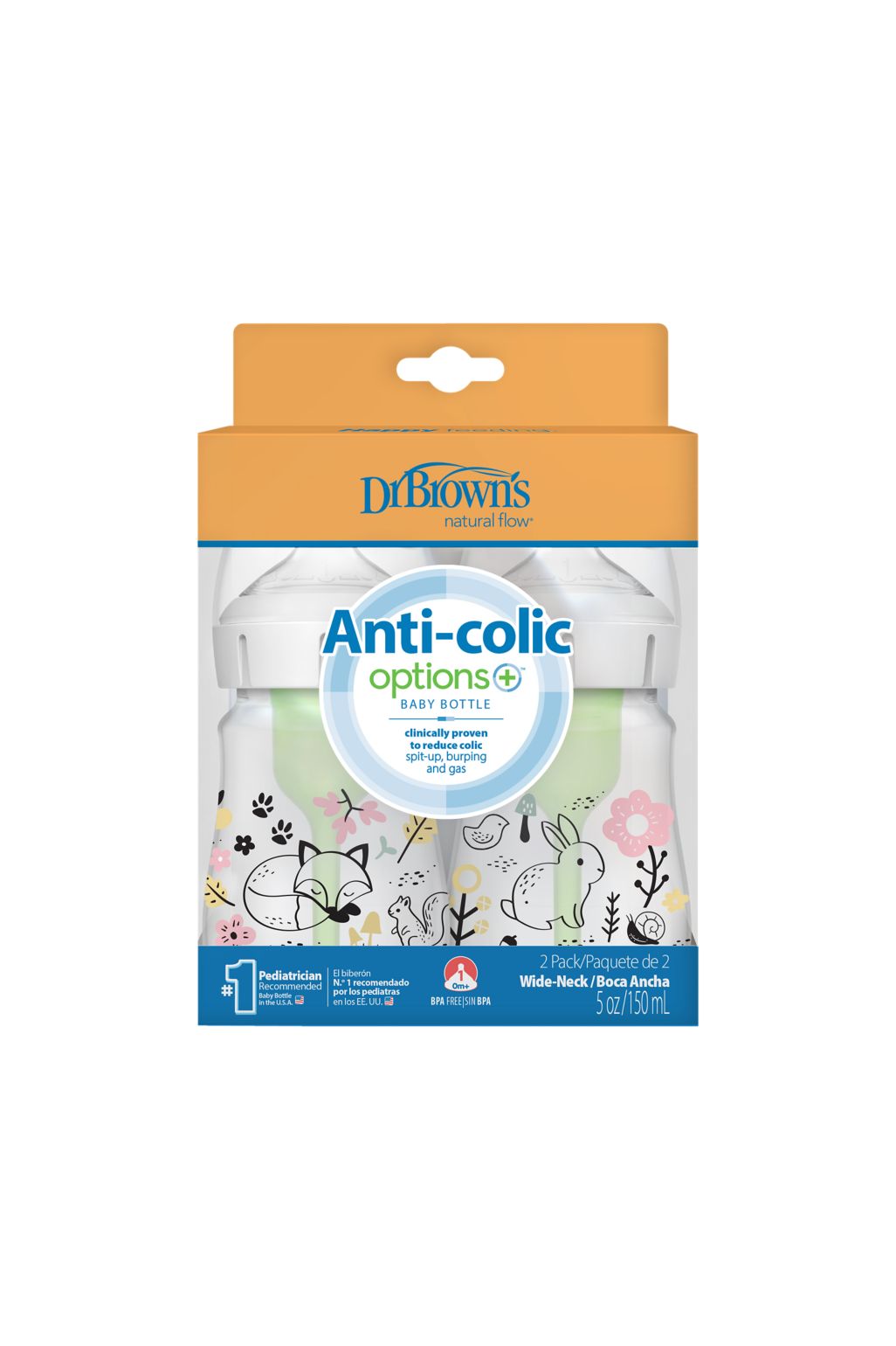 Dr Brown's Options+ Plastic Wide-Neck Feeding Bottle 150ml - forest ...